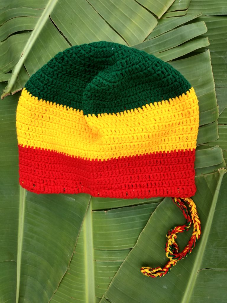 Knitted tam in Green, Gold, and Red | Jah Children